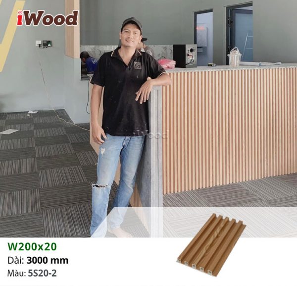 Tấm lam sóng iWood W200x20-5S20-2 ốp quầy bar - iWood.com.vn