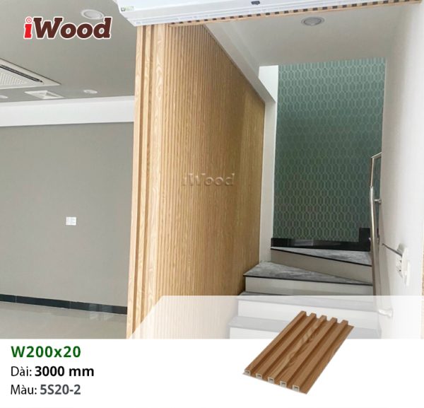 Tấm lam sóng iWood W200x20-5S20-2 ốp trang trí tại Phan Rang - iWood.com.vn