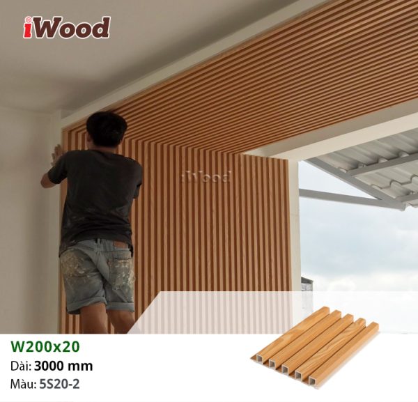 Tấm lam sóng iWood W200x20-5S20-2 ốp trang trí - iWood.com.vn
