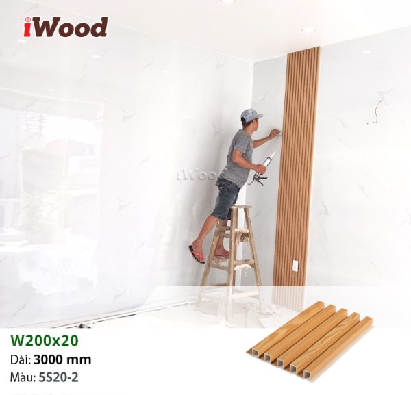 Tấm lam sóng iWood W200x20-5S20-2 ốp trang trí - iWood.com.vn