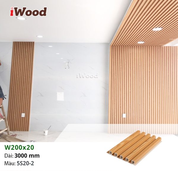 Tấm lam sóng iWood W200x20-5S20-2 ốp trang trí - iWood.com.vn