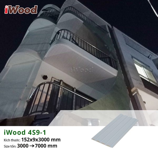 Tấm lam sóng iWood 4S9-1 ốp trần ban công ngoài trời - iWood.com.vn