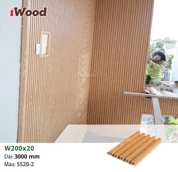 Tấm lam sóng iWood W200x20-5S20-2 ốp vách cầu thang - iWood.com.vn