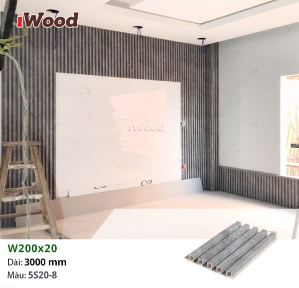 Tấm lam sóng iWood W200x20-5S20-8 giả xi măng tại Trà Vinh - iWood.com.vn