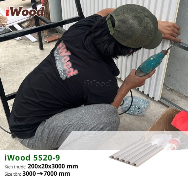 Tấm ốp lam sóng iWood 5S20-9 ốp trang trí tại Kho iWood - iWood.com.vn