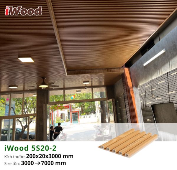 Tấm lam sóng iWood 5S20-2 ốp trần trang trí tại Đắk Lắk - iWood.com.vn