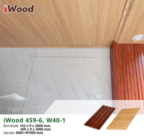 Tấm lam sóng iWood 4S9-6 và tấm phẳng Nano W40-1 ốp quán cafe tại Bến Lức - iWood.com.vn