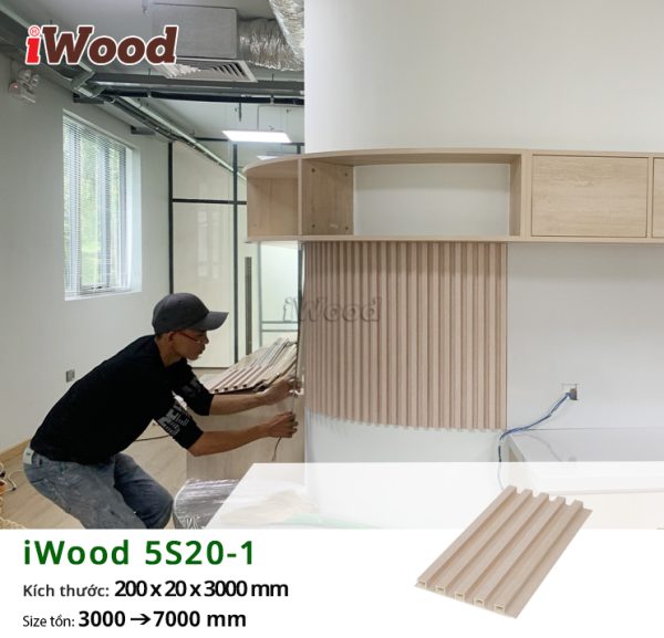 Tấm lam sóng nhựa iWood 5S20-1 ốp vách phòng bếp nội thất HCM - iWood.com.vn