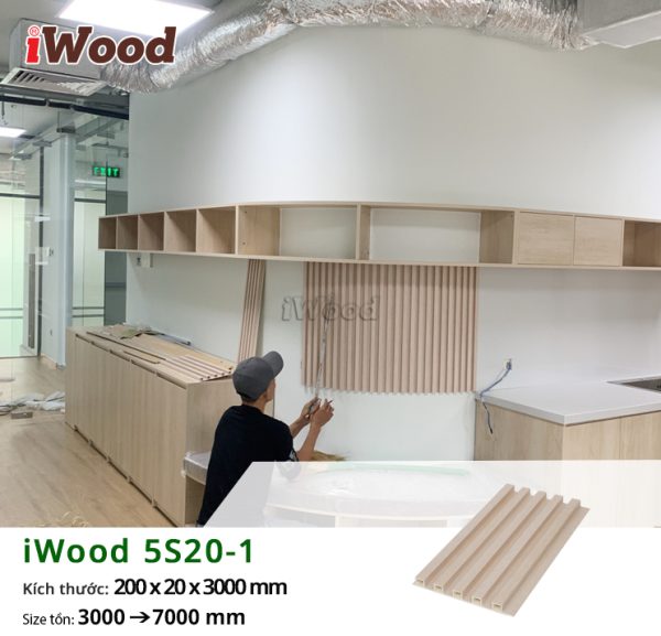 Tấm lam sóng nhựa iWood 5S20-1 ốp vách phòng bếp nội thất HCM - iWood.com.vn