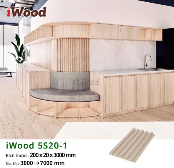 Tấm lam sóng nhựa iWood 5S20-1 ốp vách phòng bếp nội thất HCM - iWood.com.vn