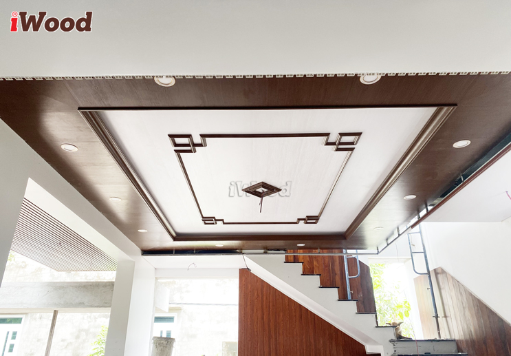 Thiết kế ốp trần giật cấp với tấm iWood: Sự lựa chọn thông minh cho ngôi nhà hiện đại - iWood.com.vn