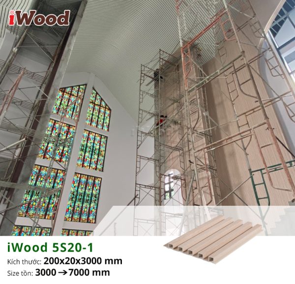 Tấm ốp lam sóng iWood 5S20-1 ốp tường nhà thờ Dũng Lạc tại Bà Rịa - Vũng Tàu - iWood.com.vn