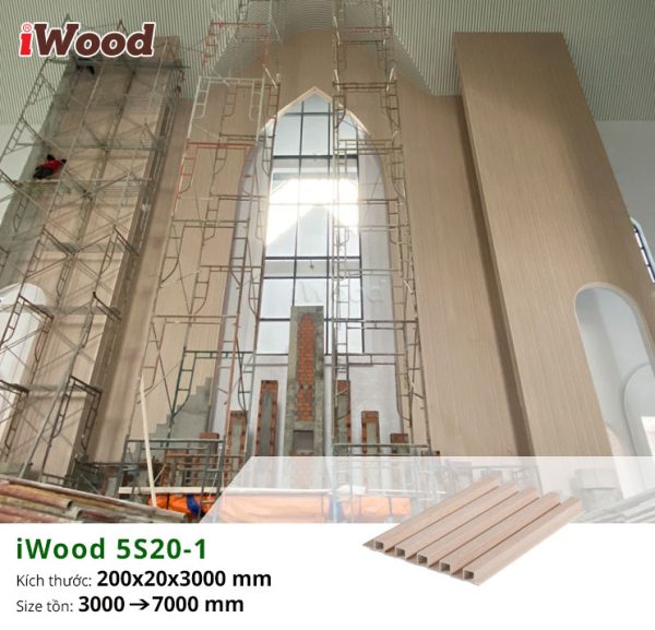 Tấm ốp lam sóng iWood 5S20-1 ốp tường nhà thờ Dũng Lạc tại Bà Rịa - Vũng Tàu - iWood.com.vn