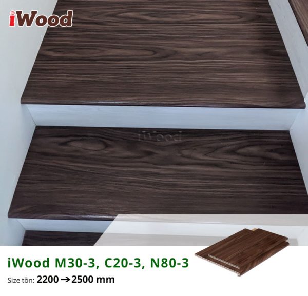 Ốp bậc cầu thang nhựa iWood M30-3 tại Cà Mau - iWood.com.vn