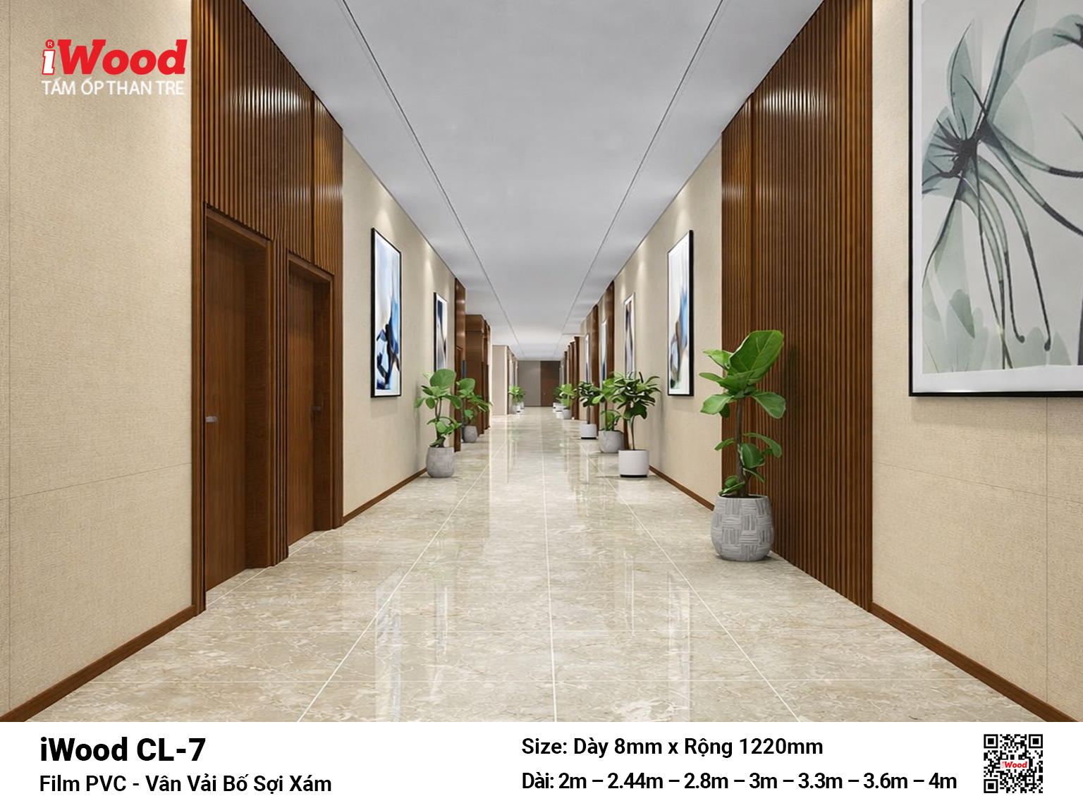 Tấm ốp than tre CL-7 cho vách hành lang - iWood.com.vn