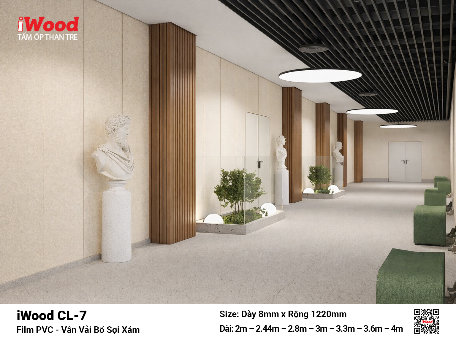 Tấm ốp than tre CL-7 cho vách hành lang - iWood.com.vn